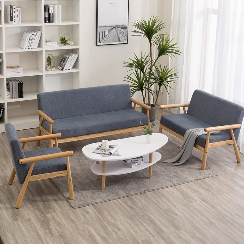 Simple Solid Wood Lazy Living Room Sofas Set Small Modern Nordic Single ...