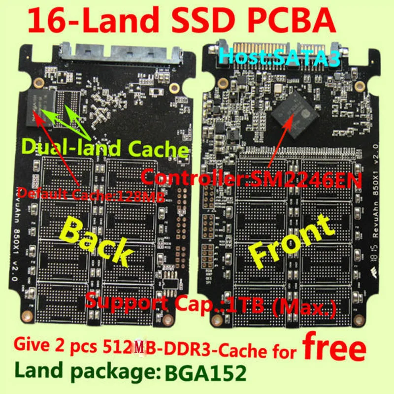SM2246EN-16-land-SSD-PCBA-DIY-SSD-PCBA-2-pc-DDR3-DRAM-BGA152BGA132 ...