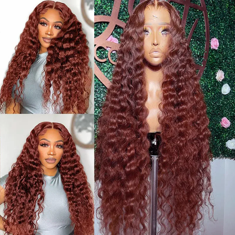 Reddish-Brown-Loose-Deep-Wave-Lace-Frontal-Wig-13x6-Copper-Red-Lace ...