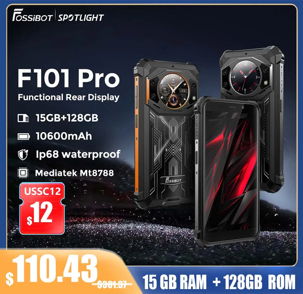 Fossibot F101Pro Rugged Smartphone 15GB+128GB Android 13 IP68 ...