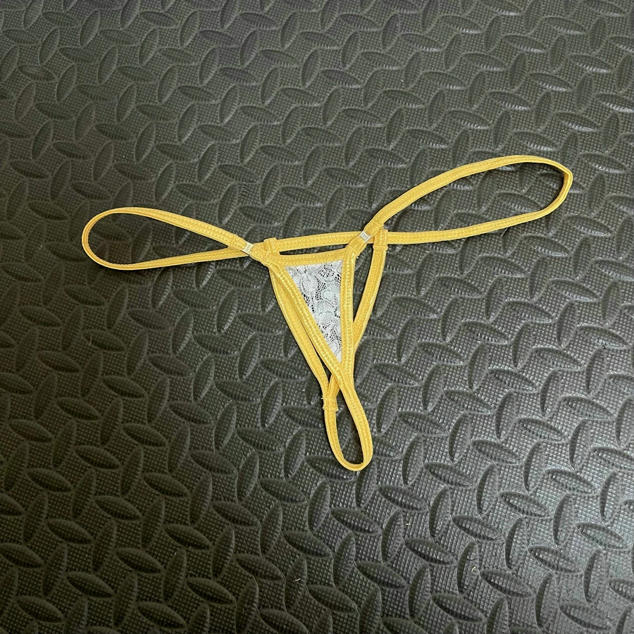 Bralroma Tanga de encaje blanco y amarillo para mujer, ropa interior ...