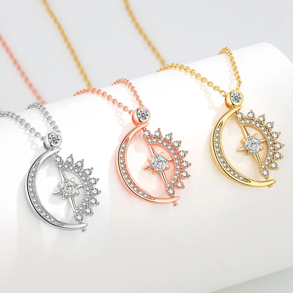 Spinning-Anxiety-Necklace-for-Women-Rotatable-Zircon-Moon-Star-Necklace ...
