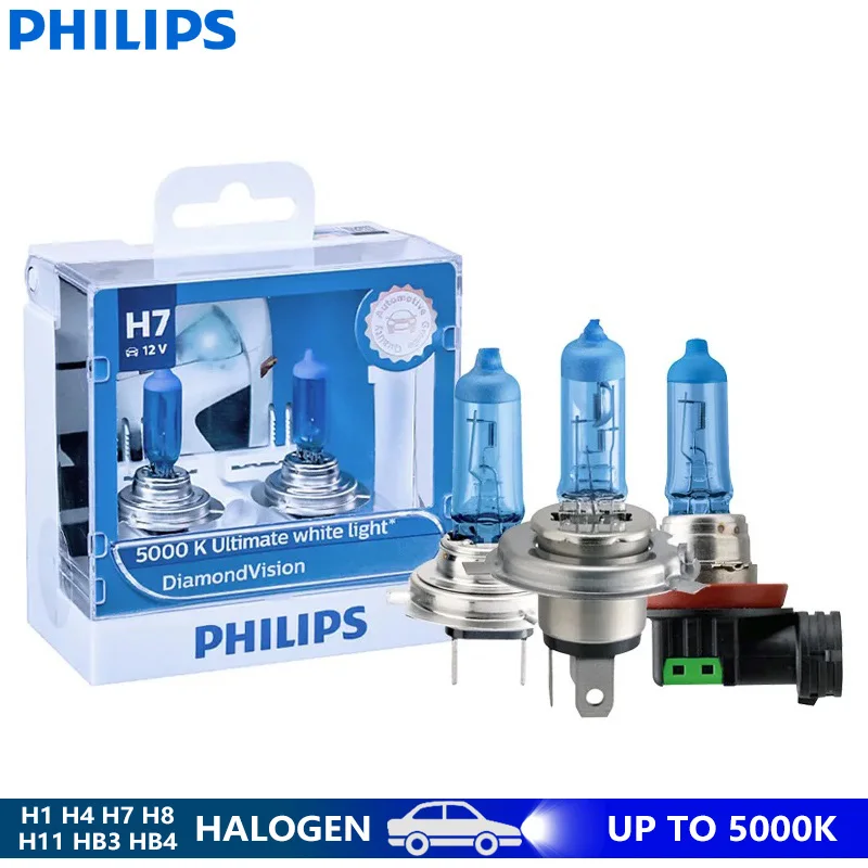Philips H1 H4 H7 H8 H11 DiamondVision Car Halogen Headlight HB3 HB4 ...
