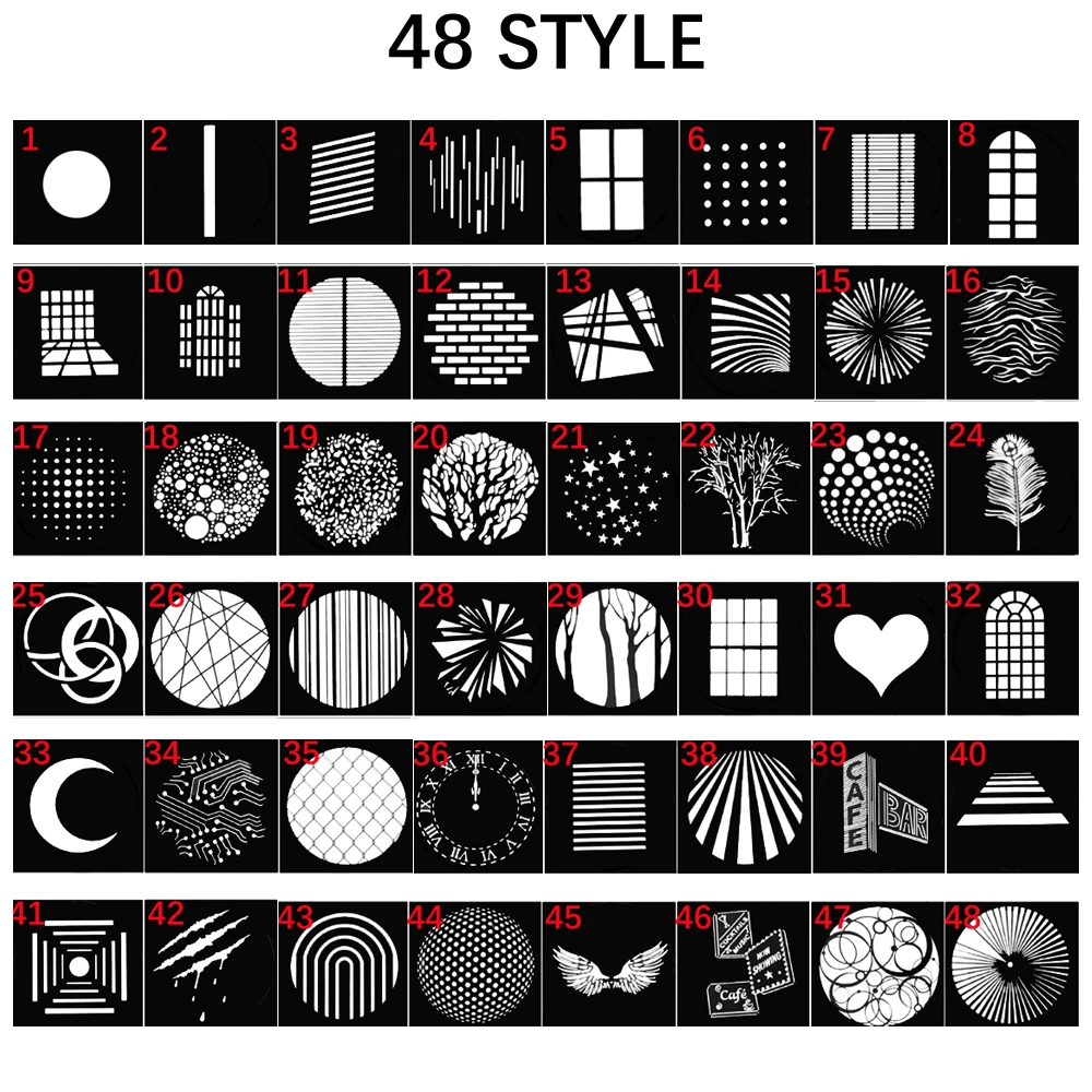 Optical Snoot Gobos 6-Piece Set - Metal Pattern Plates For Photography ...