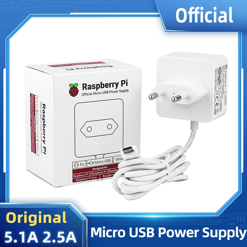 Raspberry Pi 12.5W Power Supply 5.1V 2.5A Micro USB Power Adapter 18AWG ...