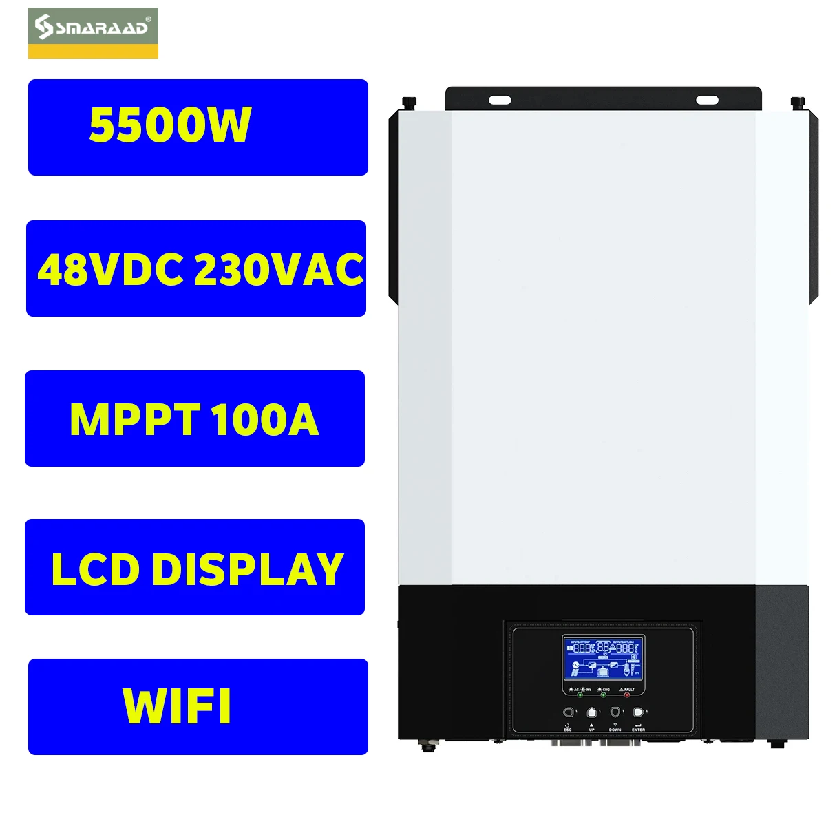 5.5KW Selectable Voltage Range 90V-280VAC Solar Inverter 50Hz 60Hz Pure ...