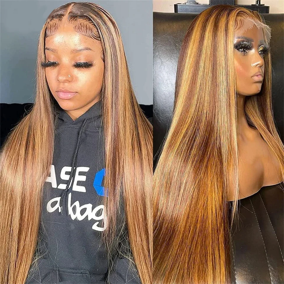 Ombre-Color-Straight-Wig-13X4-Lace-Front-Wigs-For-Black-Women-Highlight ...