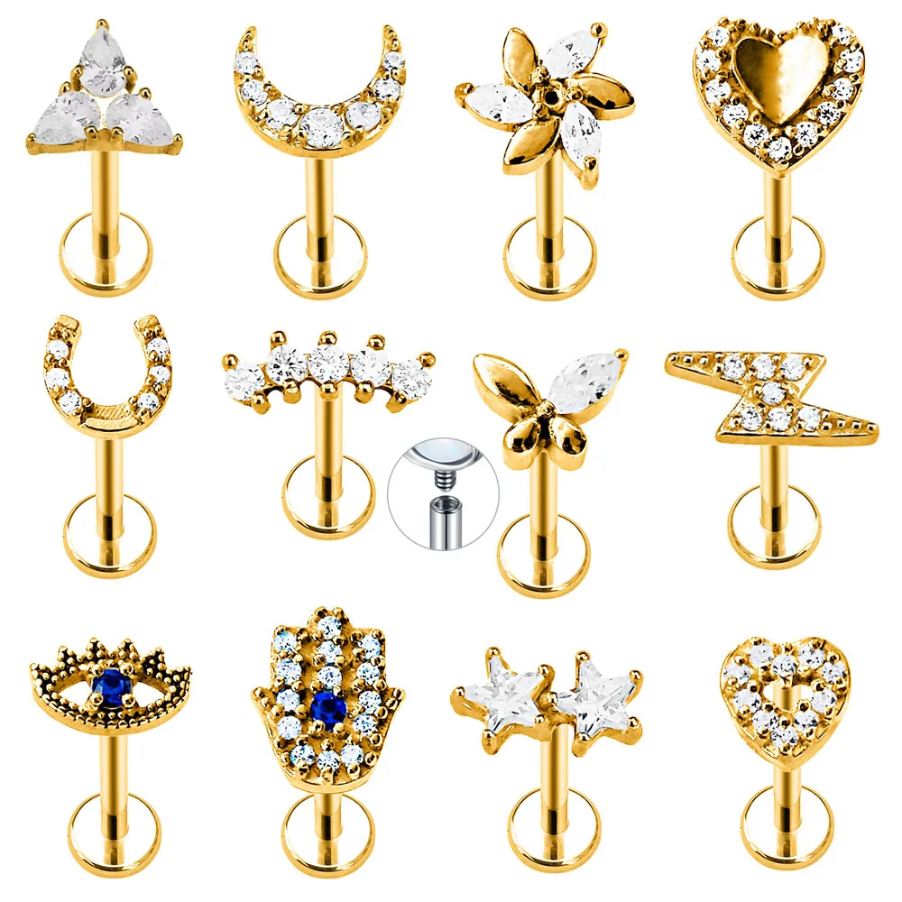 Butterfly Lightning Heart Flower Moon Labret Piercing Star Twist Daith ...