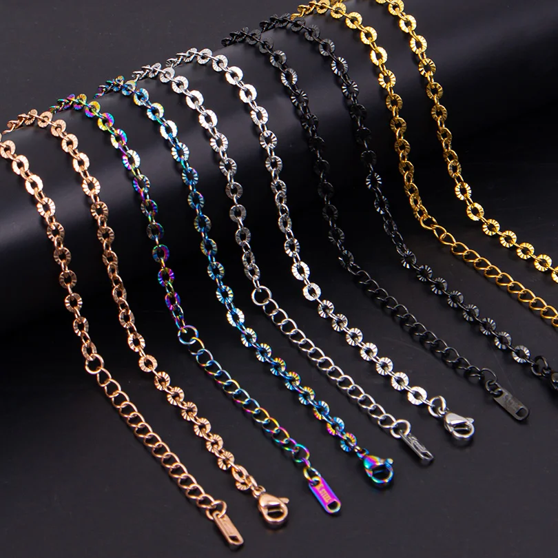 1pc Hotsale Stainless Steel Link Chain Necklace Simple Elegant 5 Colors ...