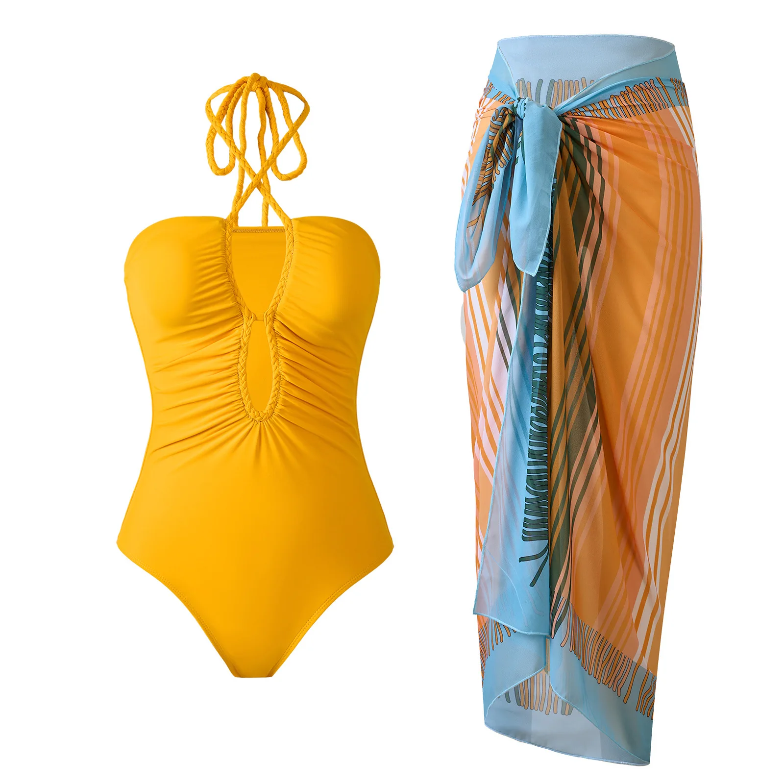 One Piece Swimsuit With Cover Up Trend Swimsuit 2024 Women Swimwear ...