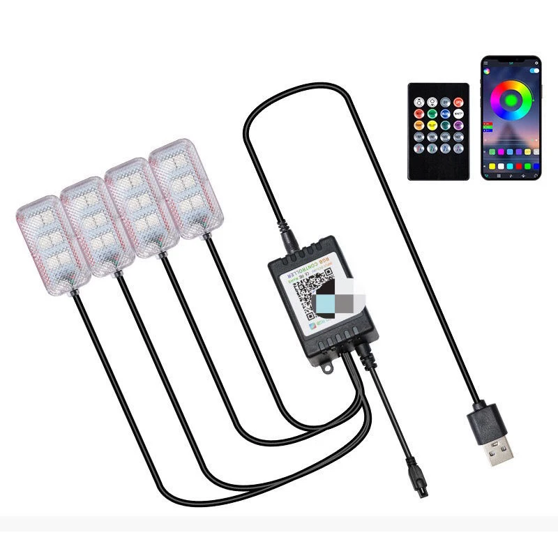 Neon-Dual-control-LED-Car-Interior-Ambient-Foot-Light-with-USB-Wireless ...