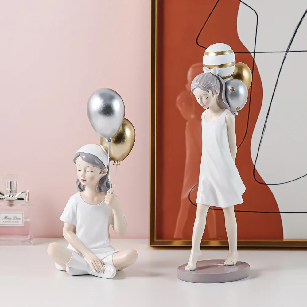 Nordic-White-Balloon-Girl-Resin-Decoration-Home-Simple-Modern ...