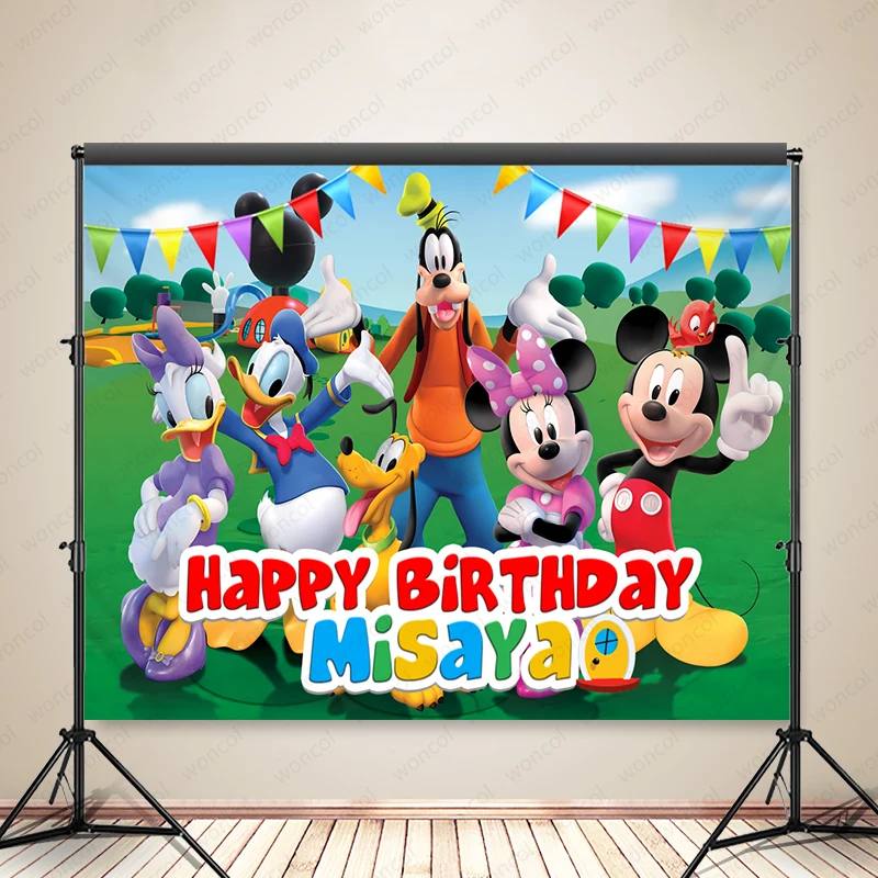 Disney Mickey Minnie Mouse Backdrop Donald Duck Daisy Photo Backdrop ...