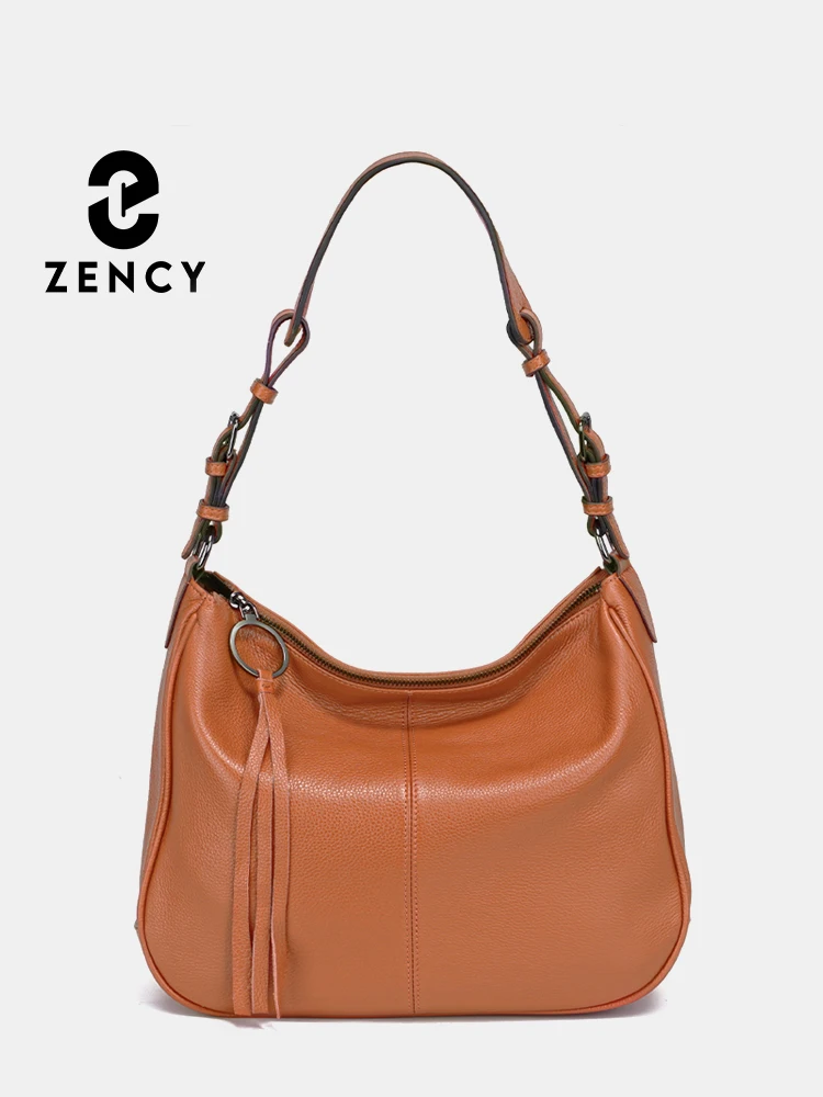 Zency-New-Black-Beige-Genuine-Leather-Hobo-Bag-Women-Simple-Classic ...