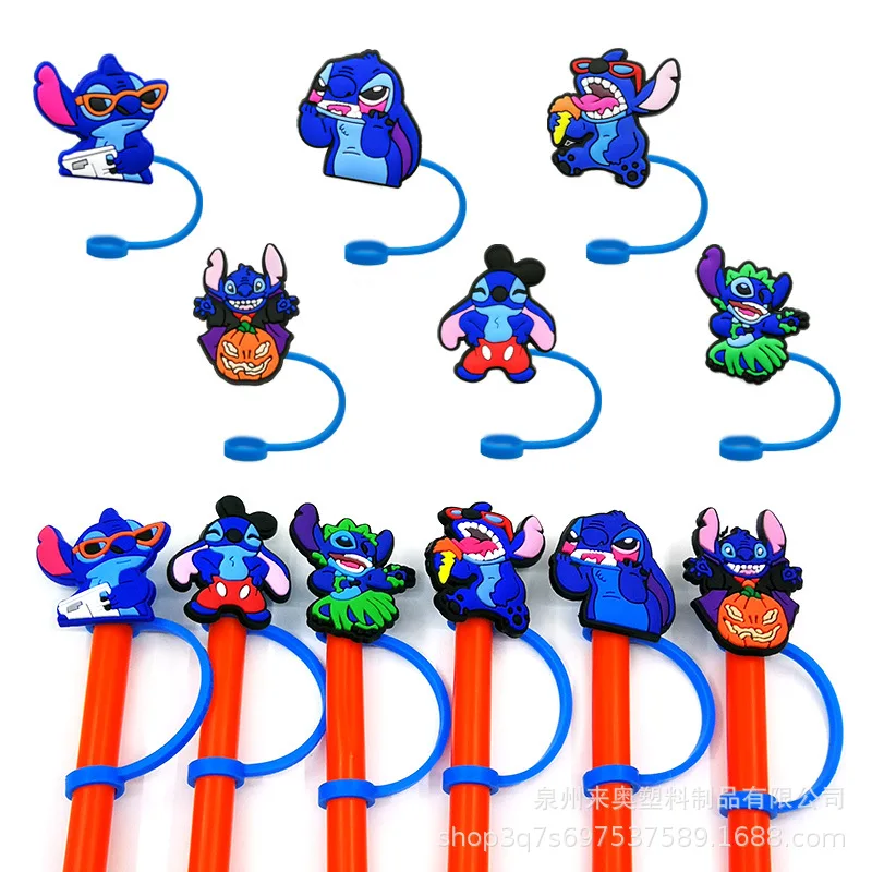5-10Pcs-Disney-Lilo-Stitch-Straw-Plug-Reusable-Dust-proof-Splash-Proof ...
