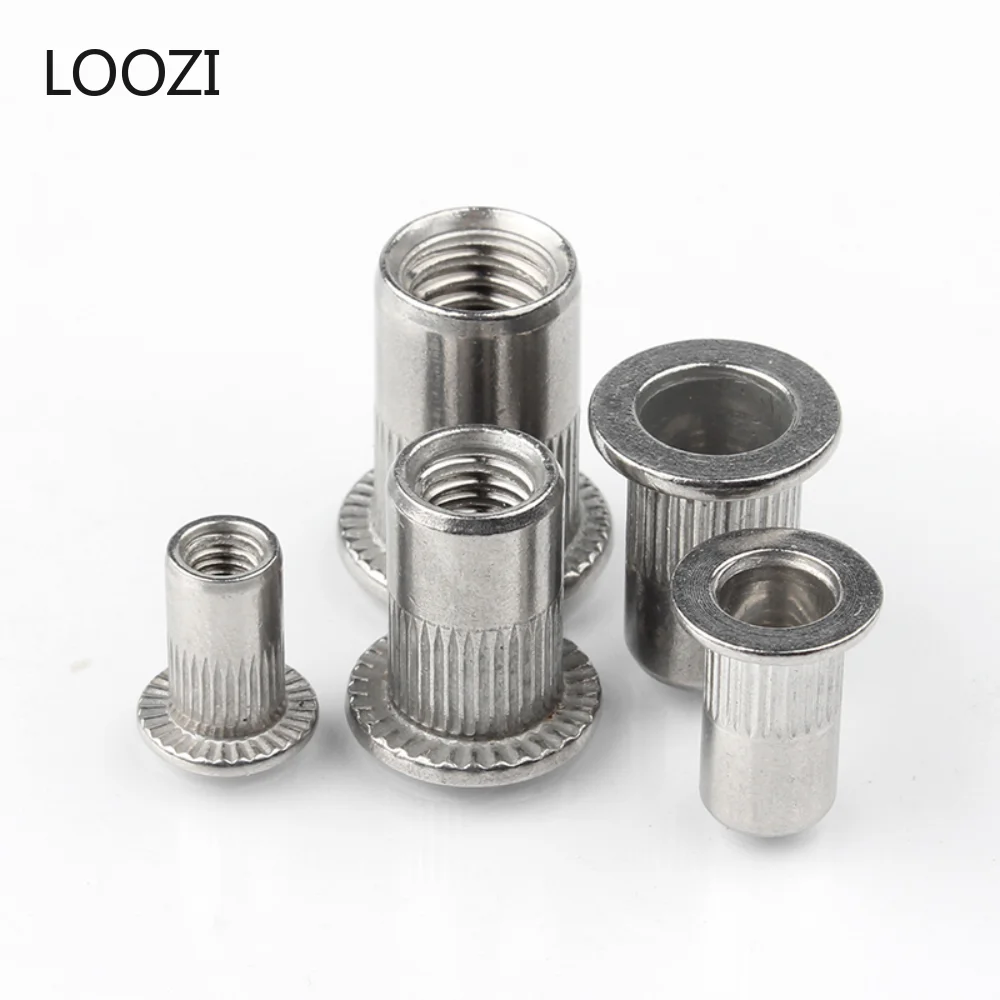 Tuercas de remache de cabeza plana de acero inoxidable Rivnut, M3, M4 ...