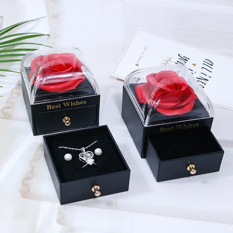 Rose-Jewelry-Box-with-Packing-Bag-Drawer-Jewels-Storage-Box-Earring ...