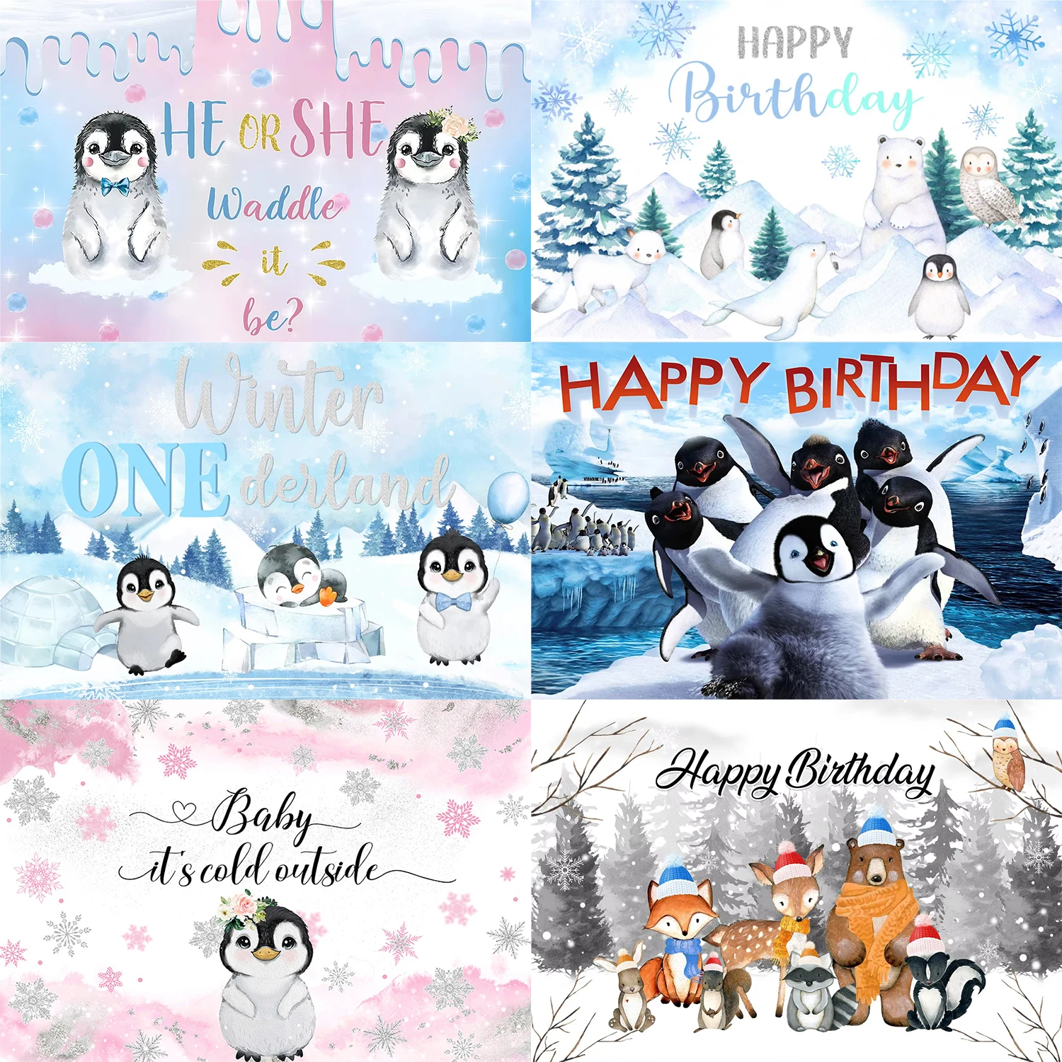 Winter-Arctic-Animals-Theme-Background-Snowflakes-Polar-Bear-Penguin ...