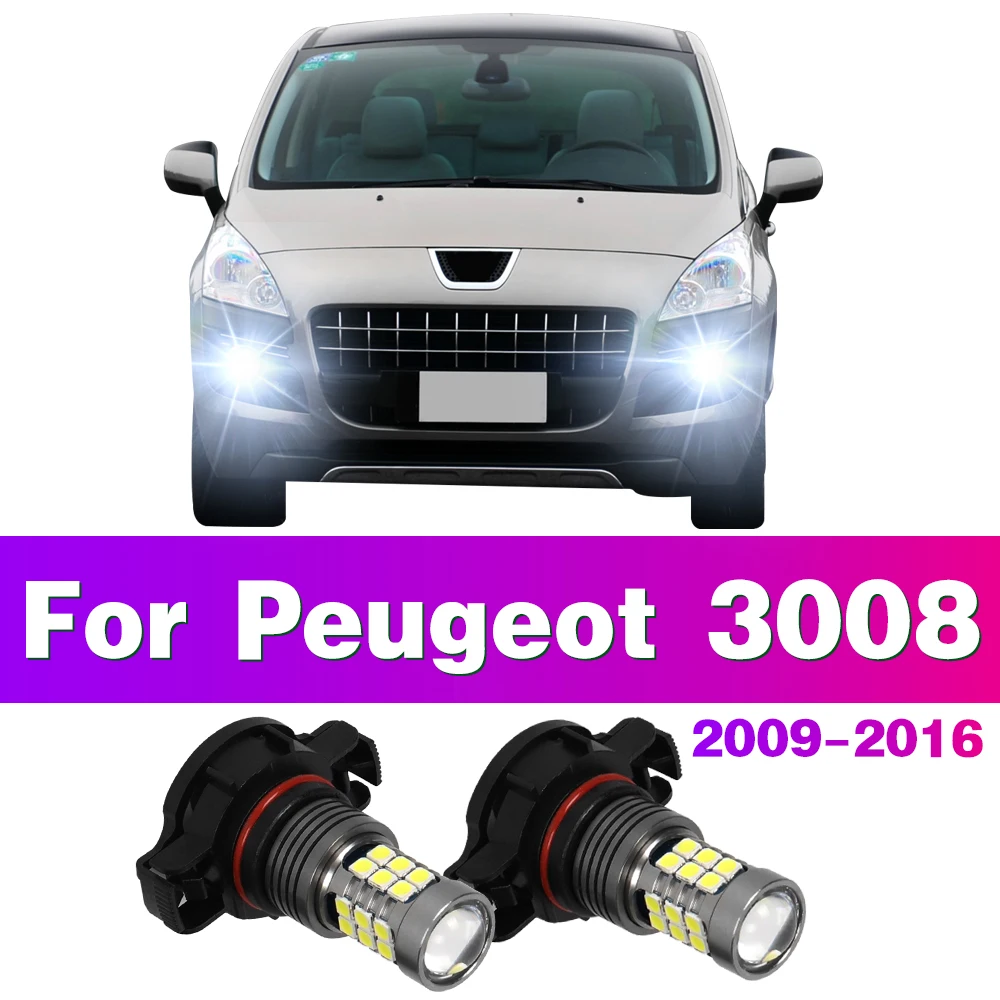 LED Car Front Fog Light Lamps 2504 PSX24W 12276 Bulb For Peugeot 3008 ...