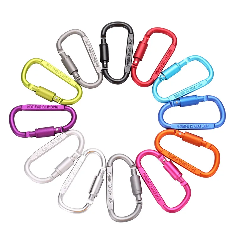 Tactical D Keychain Carabiner Clip Set Aluminium Alloy Tourist Hooks ...