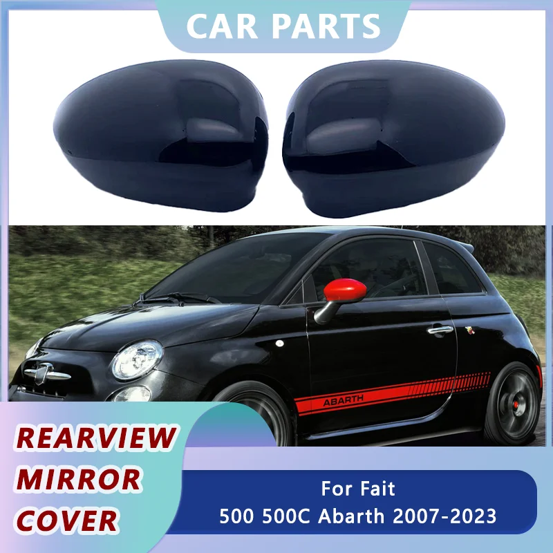 2X-Car-Side-Mirror-Cover-Rearview-Caps-For-Fait-500-500C-Abarth-2007 ...