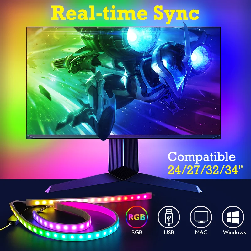 24-27-32-34Inch-Computer-Monitor-Ambient-Strip-Light-Screen-Color-Sync ...