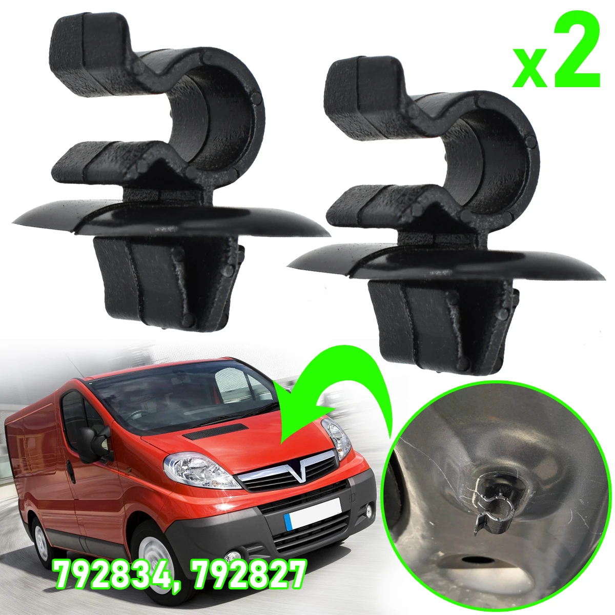 2x-Car-Hood-Bonnet-Rod-Support-Prop-Clip-Stay-Clamp-Holder-792834-For ...