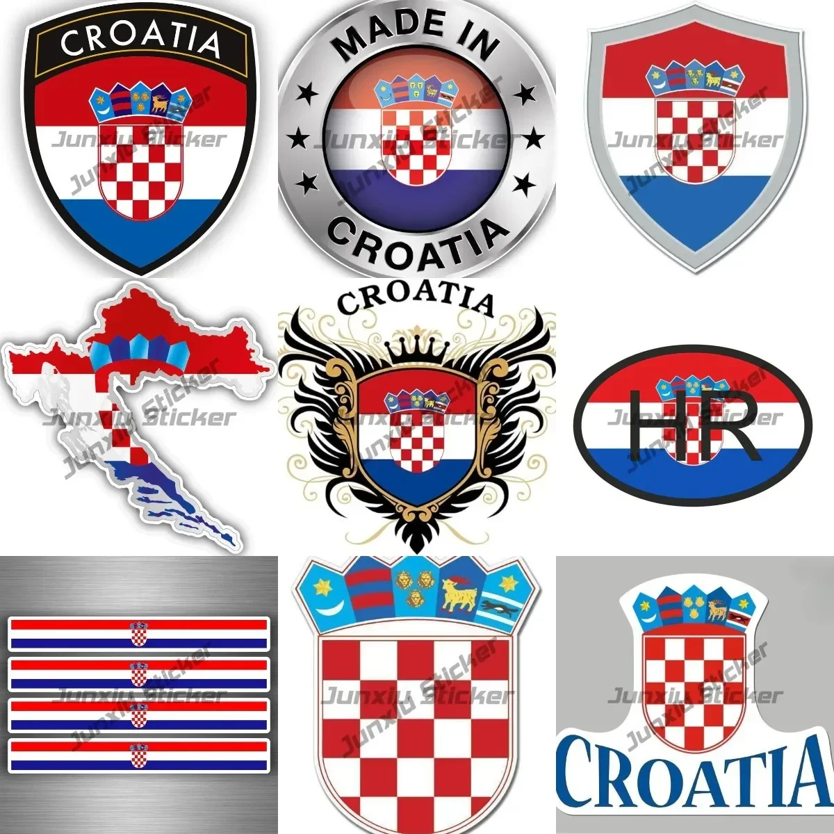 Croatia-Decal-Coat-of-Arms-Emblem-Sticker-Croatia-Map-Flag-Country-Code ...