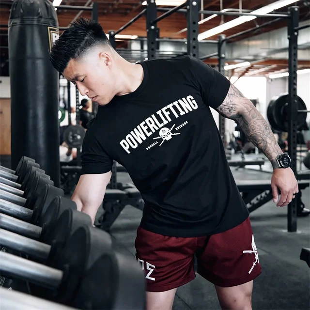Barbell Skull Men's Gym & Workout T Shirt - Men's Fitness Apparel, Men ...
