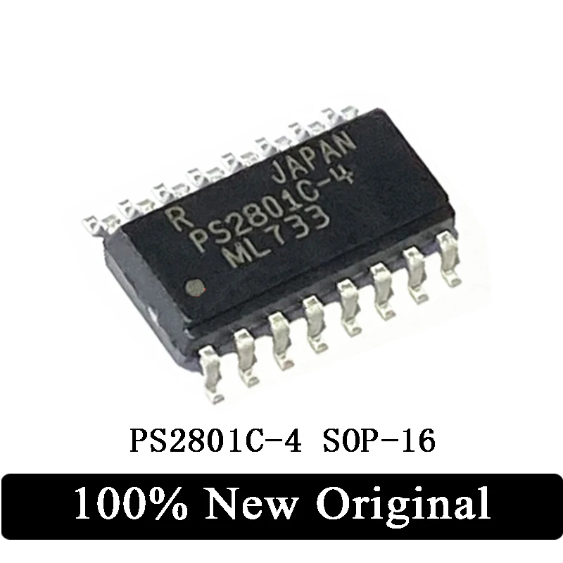 10Pcs-PS2801C-4-SOP-16-patch-optoacoplador-de-quatro-canais-transistor-optoacoplador-PS2801-IC ...
