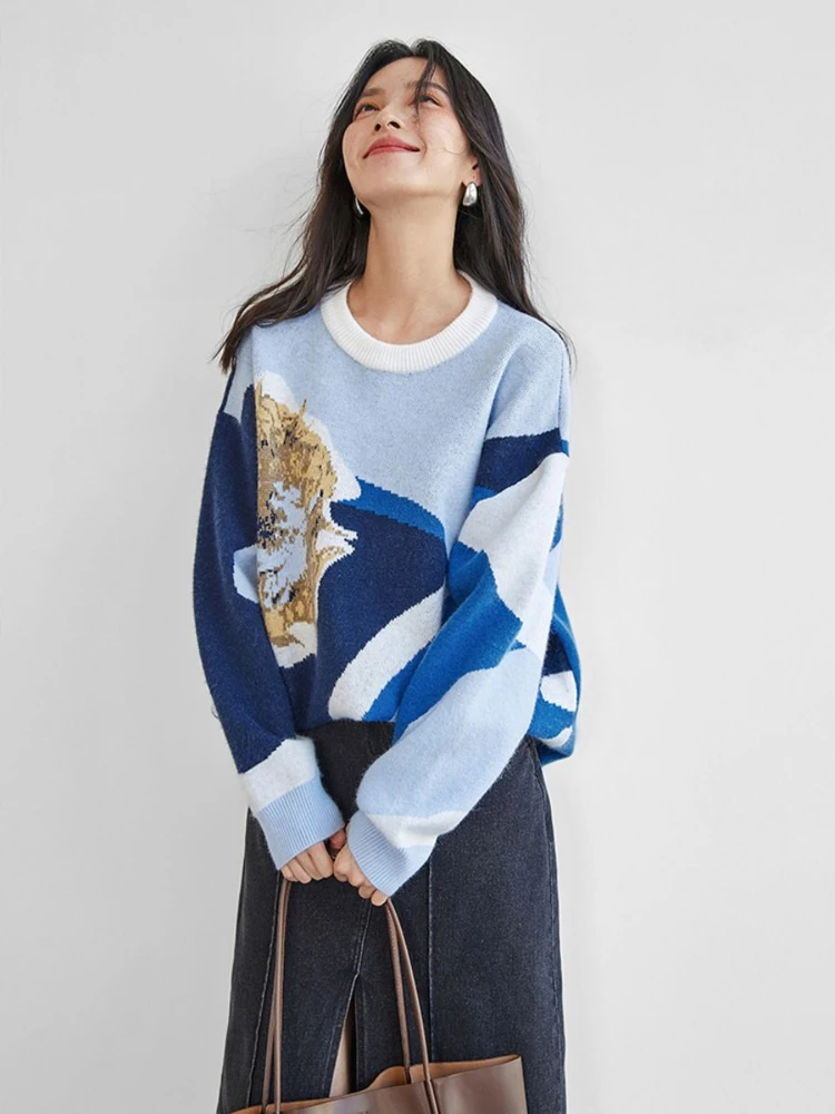 Chandails-tricot-s-manches-longues-et-col-rond-Style-d-contract-Vintage ...