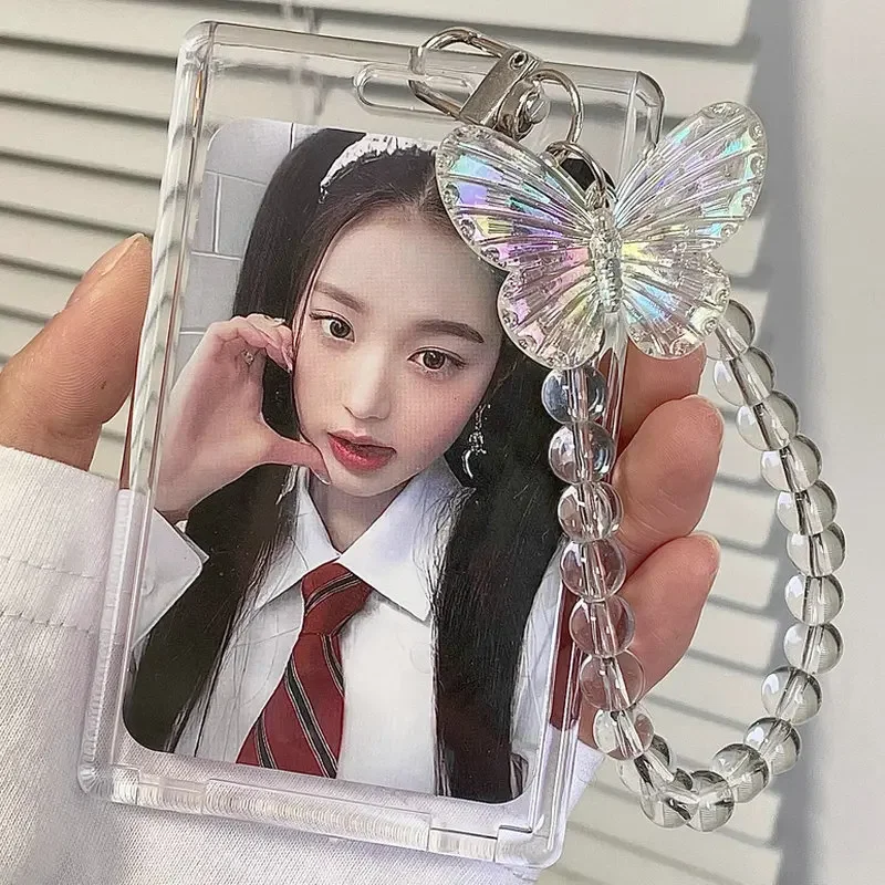 Transparent-Crystal-Butterfly-Pendant-Photocard-Holder-Keychain-Acrylic ...