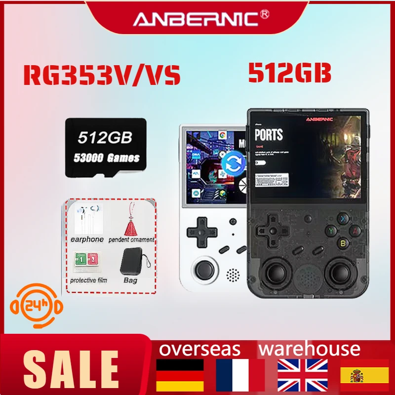 ANBERNIC 512G RG353V, 3,5 pulgadas, 640x480, juego portátil, 20 ...