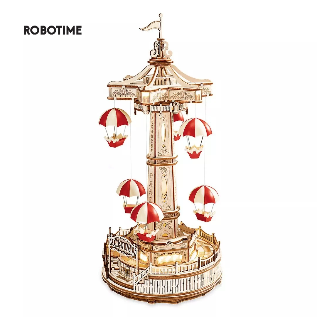 Robotime-ROKR-Parachute-Tower-DIY-Music-Box-Moveable-Magic-Amusement ...