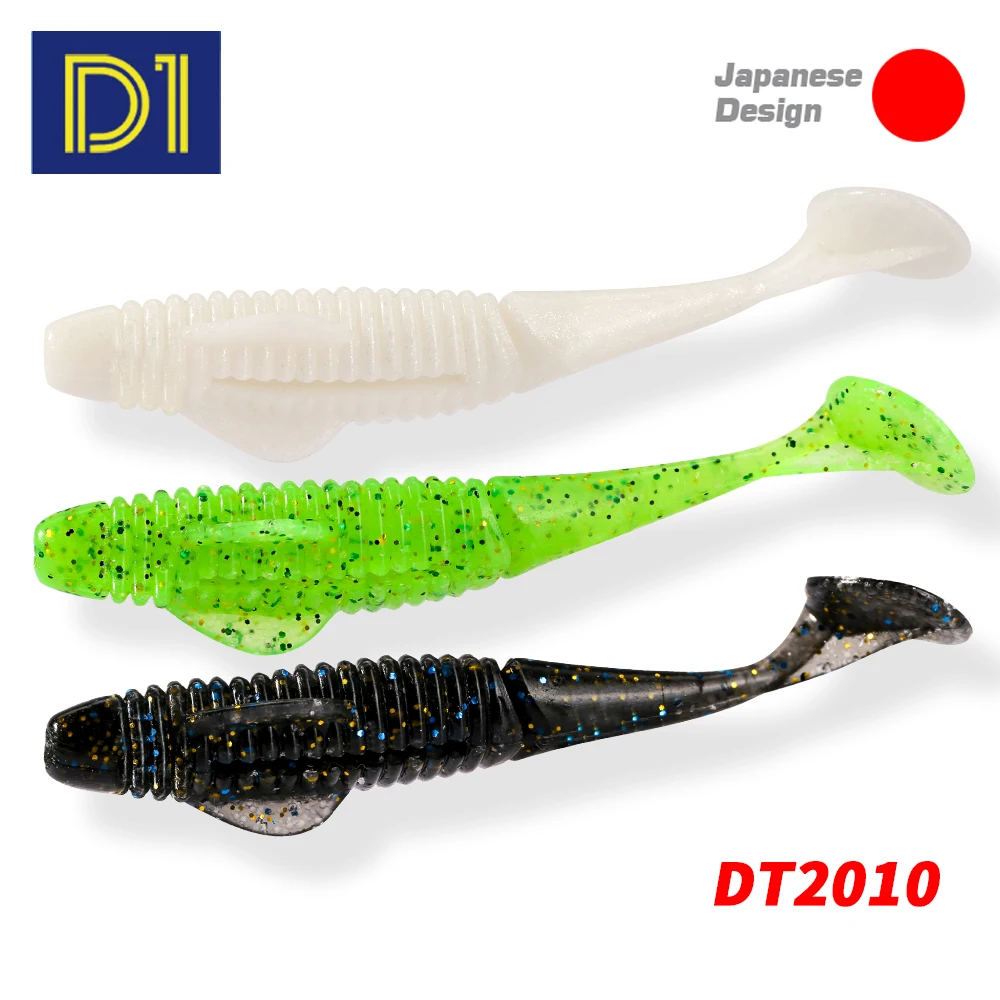 D1-4-Packs-Artificial-Soft-Fishing-Lure-T-Tail-Worm-Shiner-Bait-77mm ...
