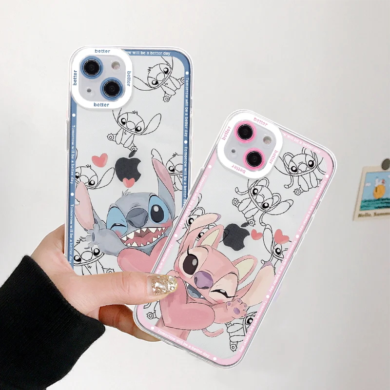 Disney Stitch Case For iPhone 15 Pro Max Fundas For iPhone 14 13 12 11 ...