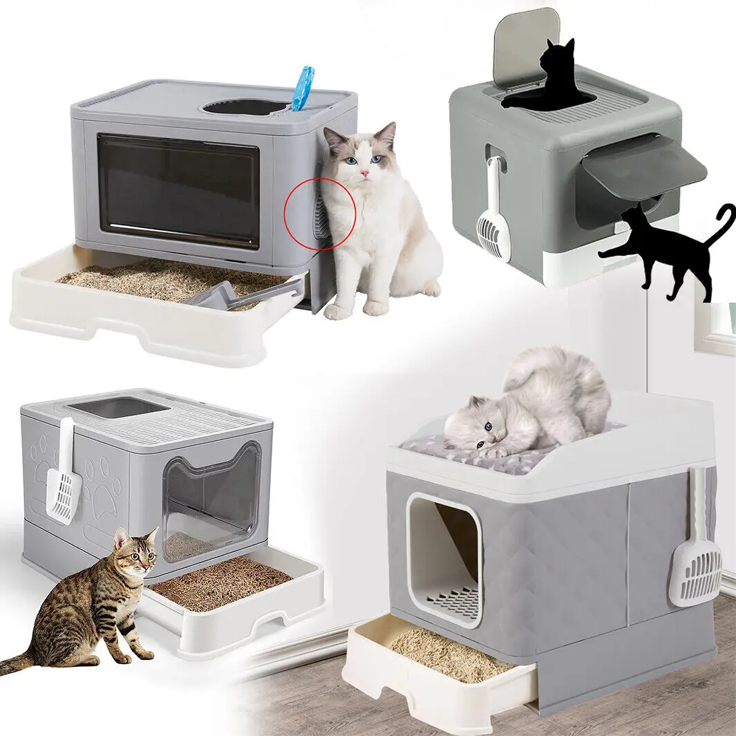 Modern-Flexible-Tidy-Cat-Litter-Box-Enclosure-Cat-House-Furniture-Cat ...