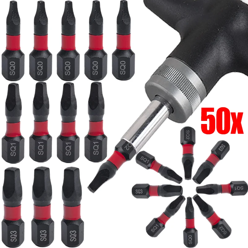 SQ0 SQ1 SQ2 SQ3 Square Screwdriver Bit 1/4inch S2 Steel Drill Bit Set ...