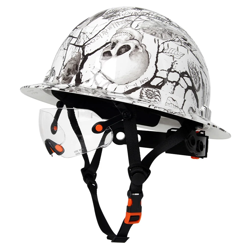 Aolamegs Skull Pattern Full Brim Hard Hat For Engineer Construction ...