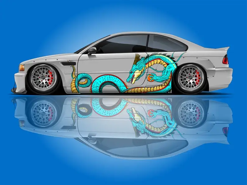 Dragon-Universal-Size-Car-Length-Stripe-Decals-2-Pcs-Car-Decal-Animal ...