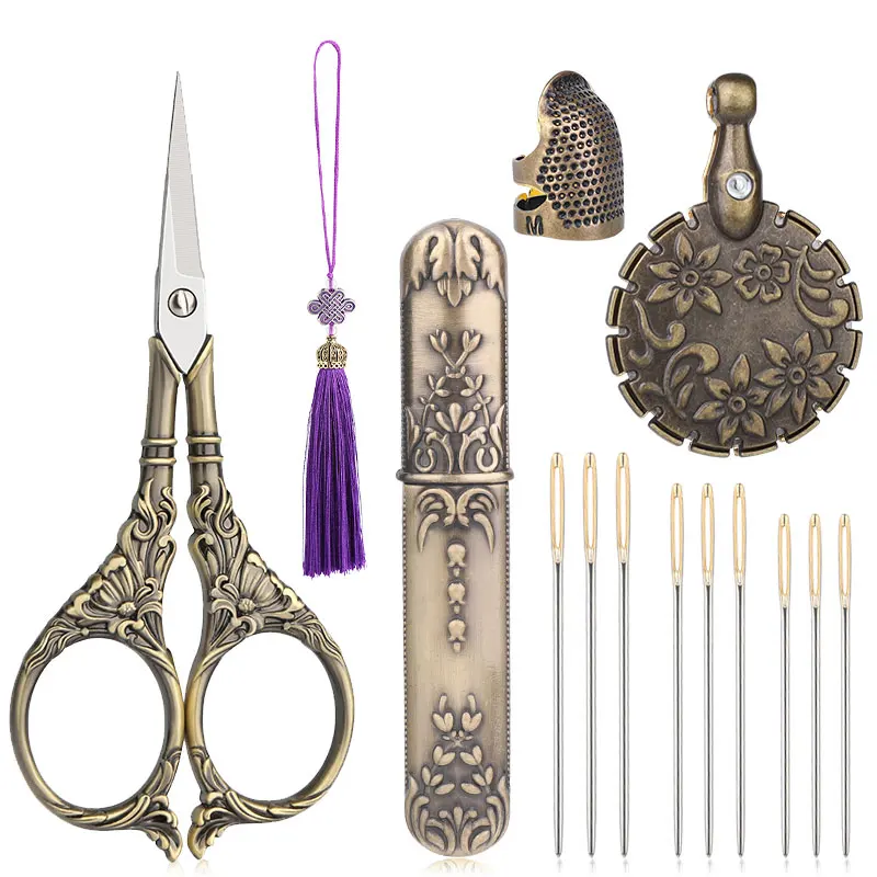 RORGETO Stainless Steel Fabric Scissors Retro Thread Yarn Cutter Sewing ...