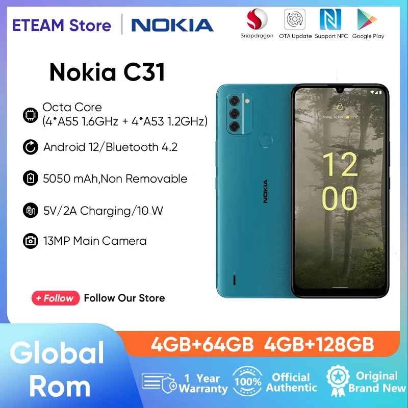 Original-Nokia-C31-4GB-128GB-4G-6-74-HD-Display-5050mAh-Battery-IP52 ...