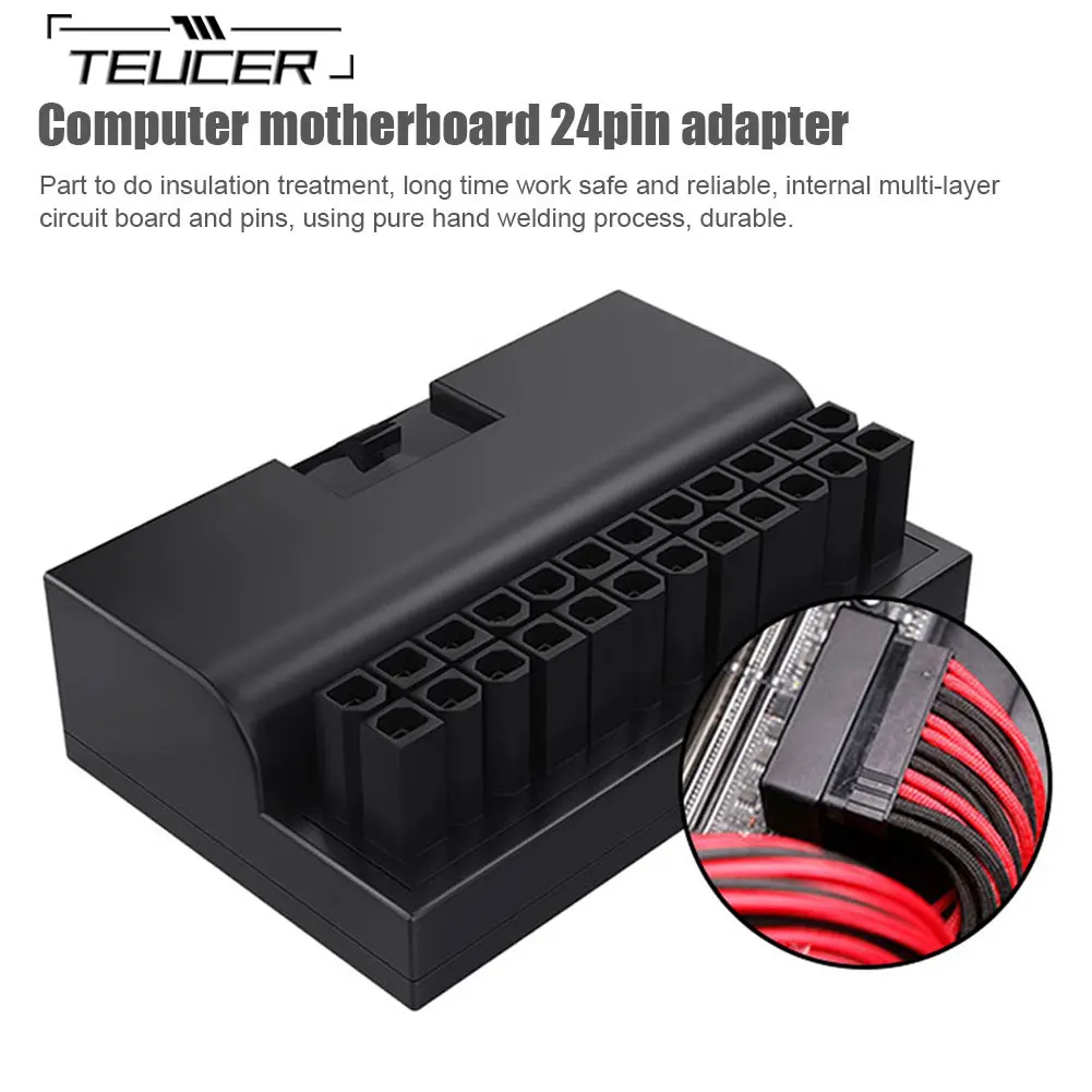 TEUCER Computer ATX 90 degree 24pin Power Plug Adapter Mainboard ...