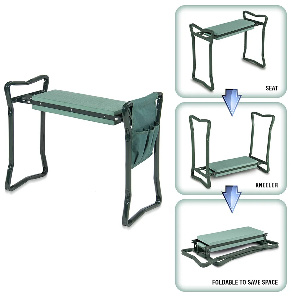 1set Folding Garden Kneeling Steel Chair+Tool Bag Lightweight Multi ...