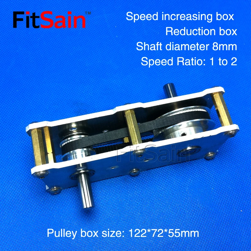 Fitsain-1:2 Synchronous Pulley Belt Pulley Double Axle Reducer Gearbox ...