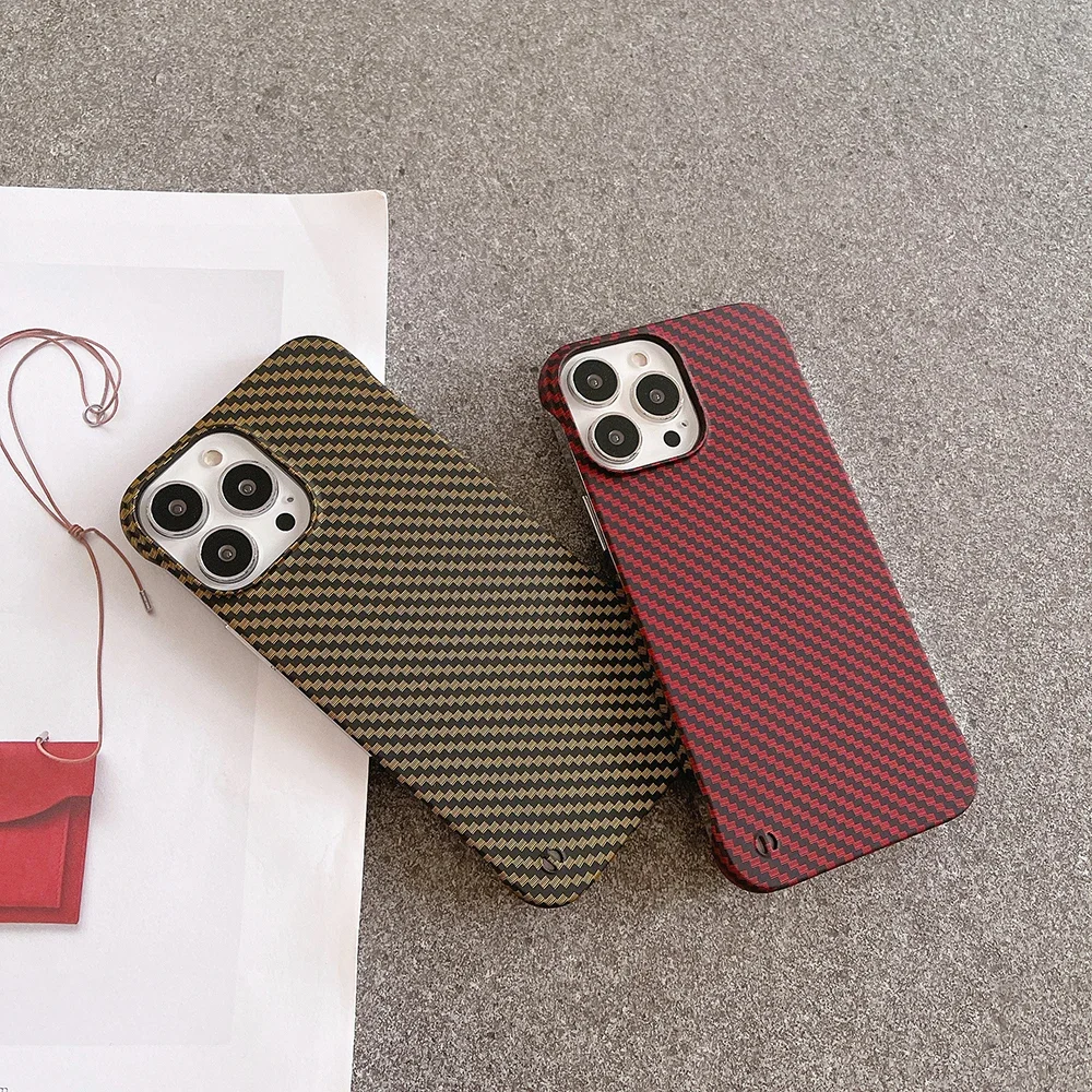 Slim-Frameless-Carbon-Fiber-Texture-Case-For-iPhone-15-14-13-12-Mini-11 ...