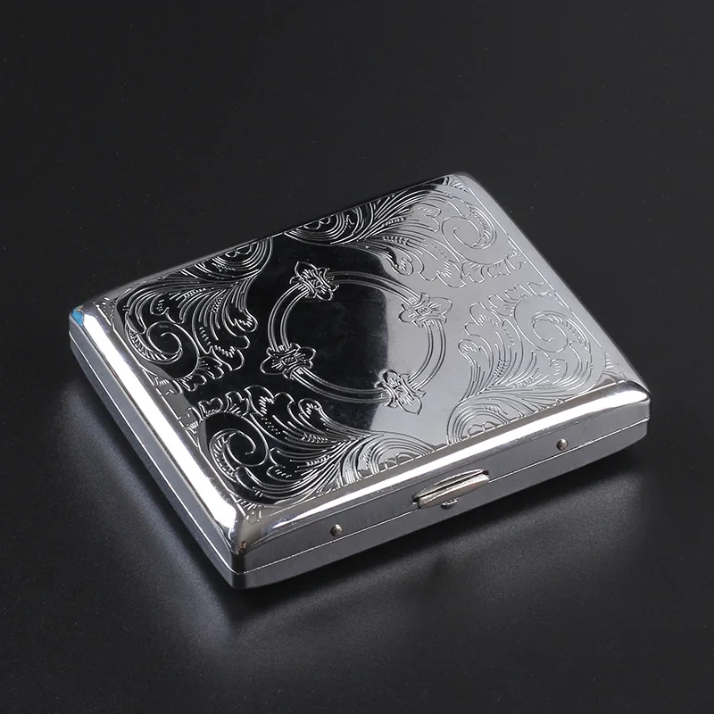 Metal-Cigarette-Box-Case-Engraved-Tobacco-Box-Case-Container-Cigarettes ...