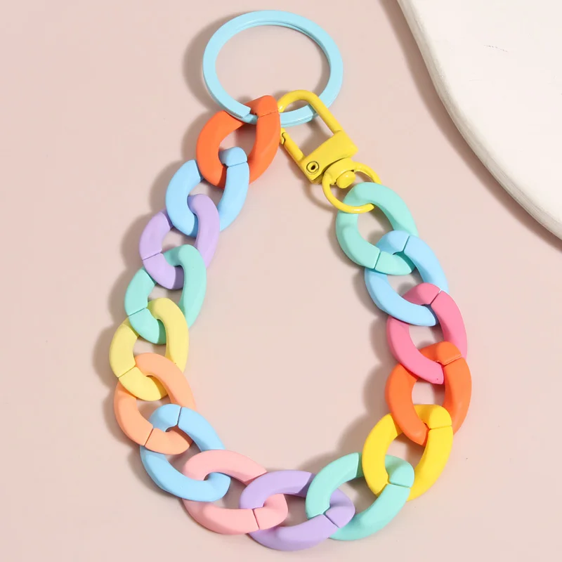 Colorful-Acrylic-Plastic-Link-Chain-Keychain-Creative-Handmade-Anti ...