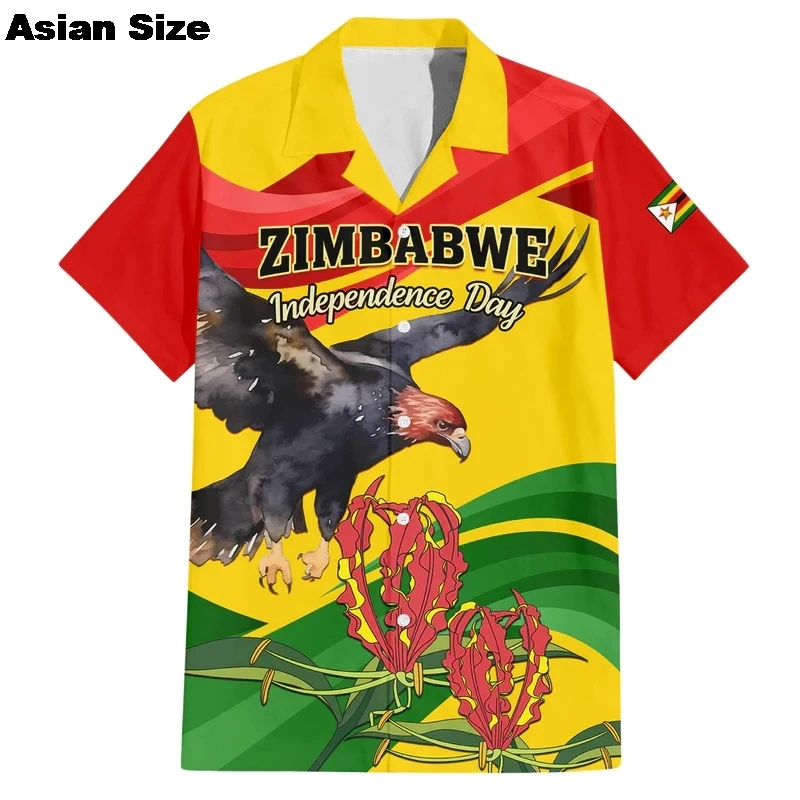 Zimbabwe Flag Map 3D Printed Short Sleeve Shirts For Men Clothes ...