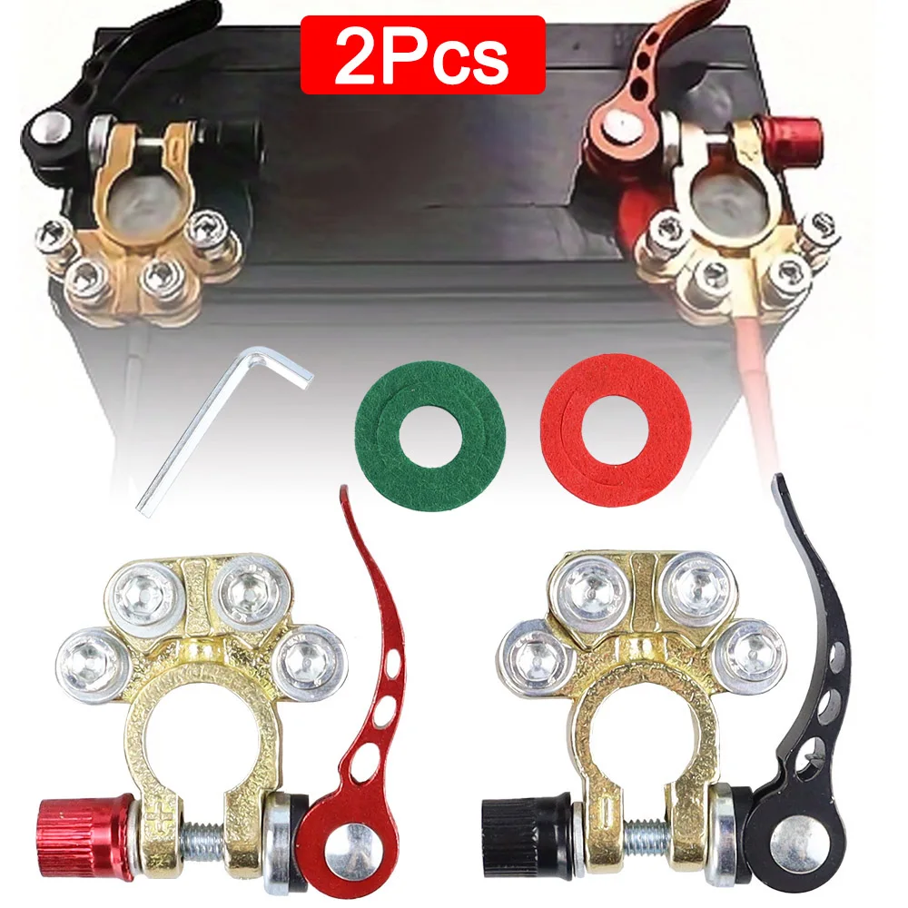 2Pcs Car Battery Terminal Connectors Quick Release Disconnect 12V 24V ...